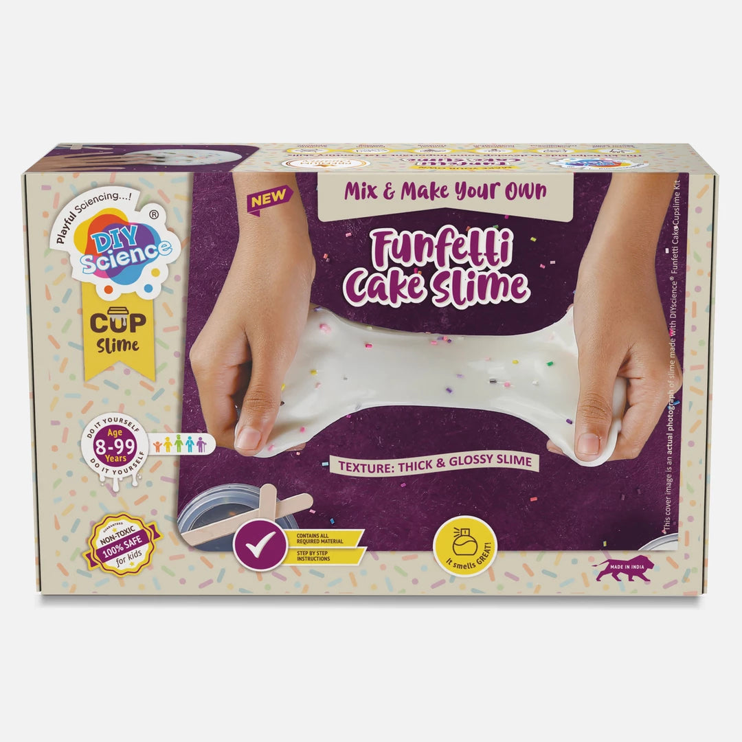 DIYScience® Funfetti Cake Slime Kit – Stretchy & Scented Fun – FundooLabs