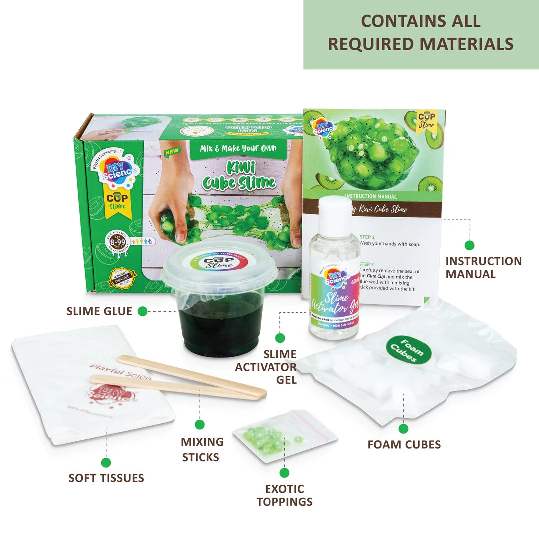 DIYScience® Kiwi Cube Slime Kit - Stretchy & Scented Fun – FundooLabs